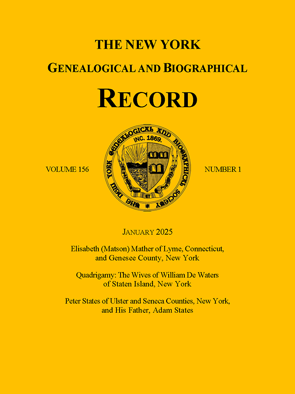 NYG&B Record | New York Genealogical & Biographical Society